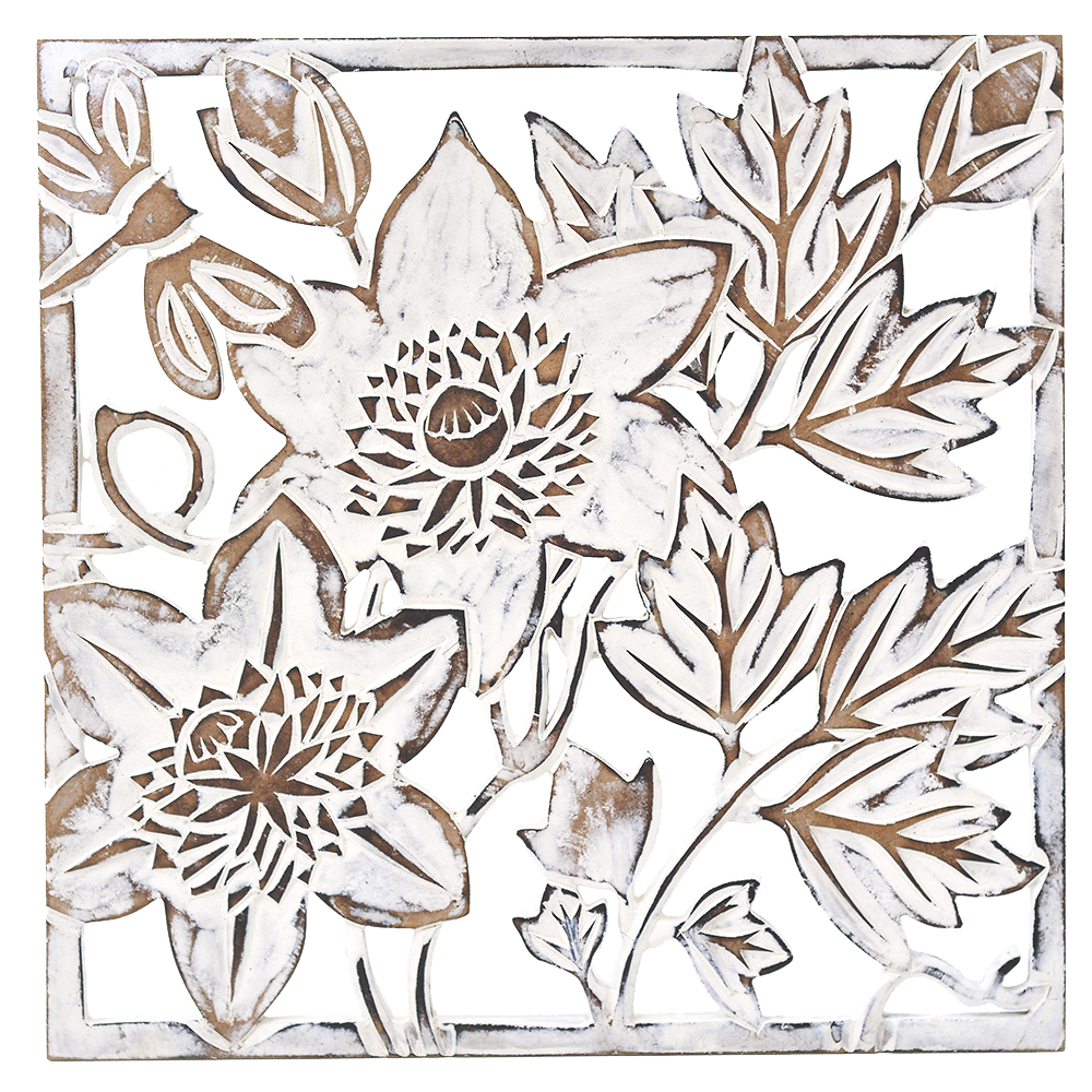 Whitewash Passion Flower Wall Art - SALE HOMEWARES – tokobalizen